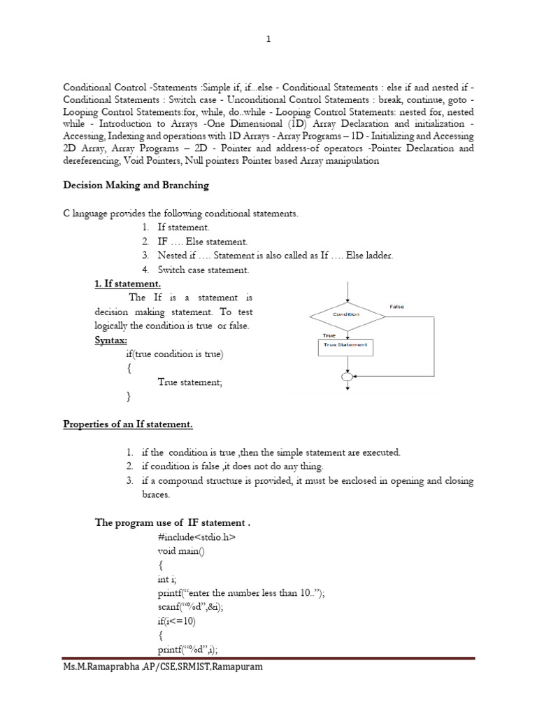 Conditional, Looping, Arrays and Pointers | PDF | Pointer (Computer ...