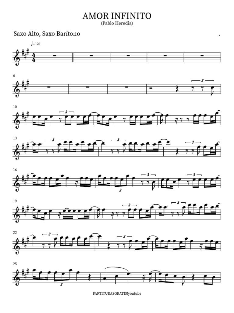 Amor Infinito (Saxo Alto, Saxo Barítono) | PDF | Saxofón | Instrumentos ...