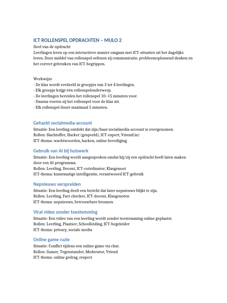 ICT_Rollenspel_MULO_2（1） | PDF