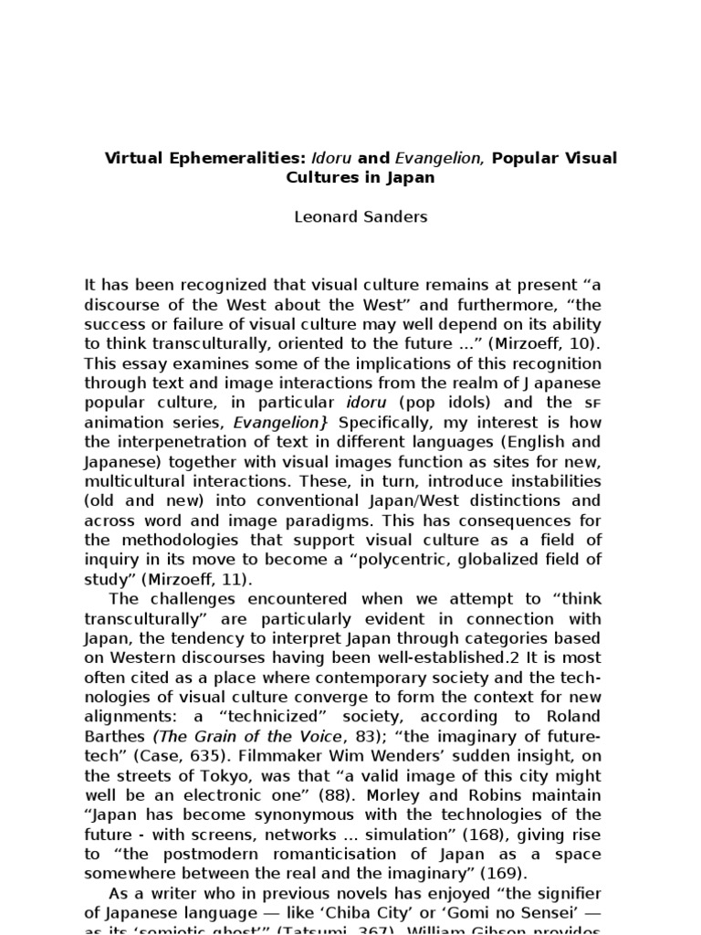 Idoru and Evangelion, Popular Visual Cultures in Japan | PDF ...