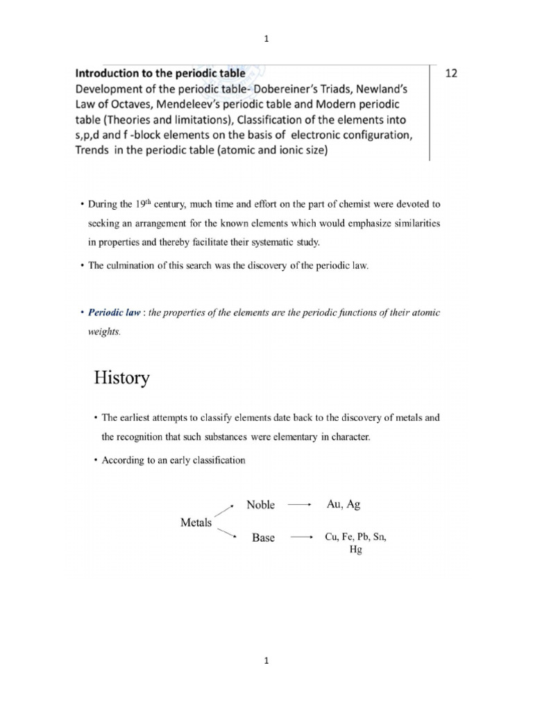 Introduction To The Periodic Table | PDF