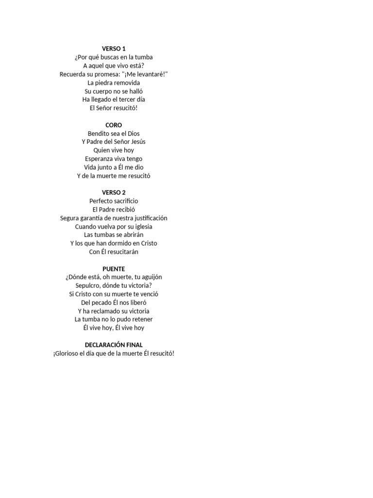 Letra Él Vive Hoy (Glorioso El Día) | PDF