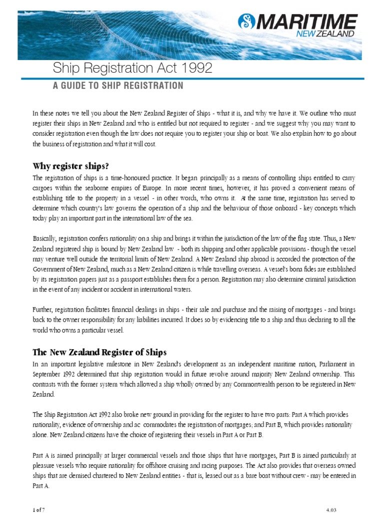 A Guide To Ship Registration | PDF | Ships | Tonnage