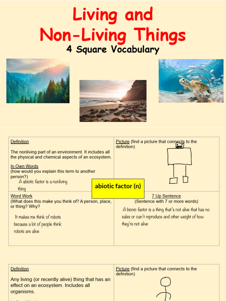 4square Vocab Living and Non Living Things | PDF | Ecosystem | Natural ...