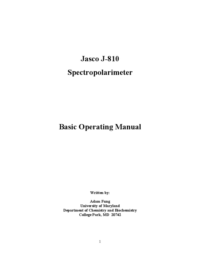 CD Spectrometer Jasco J-810 Manual | PDF | Spectrum | Sampling (Signal ...
