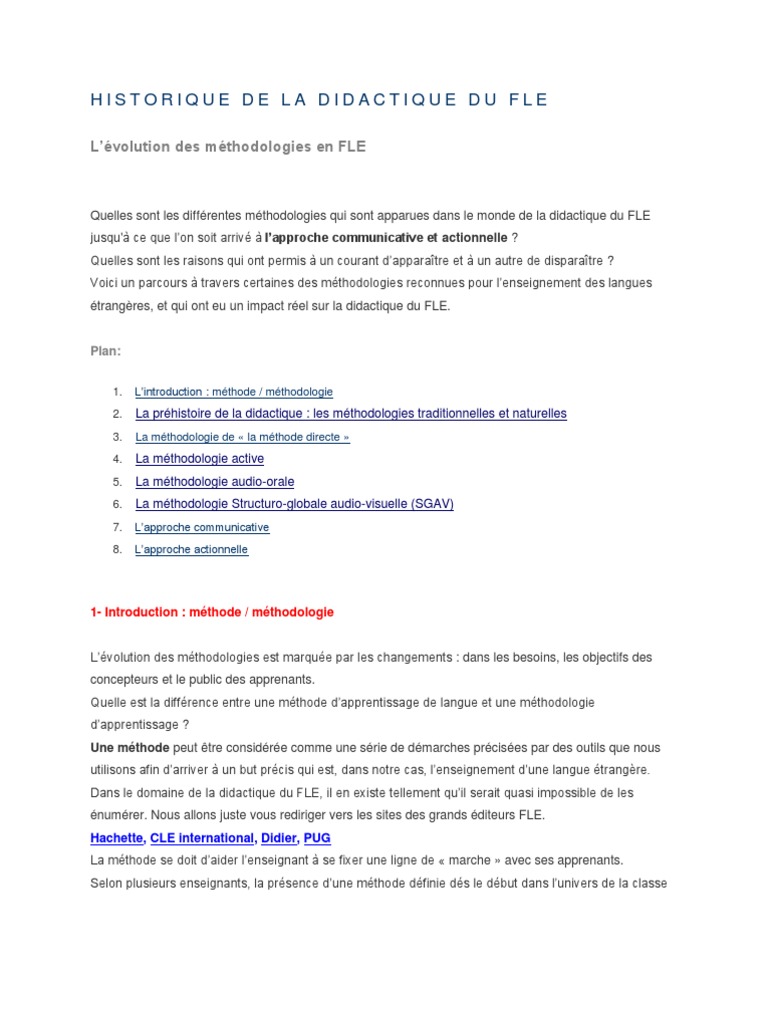 Historique de La Didactique Du Fle | PDF | Linguistique | la communication