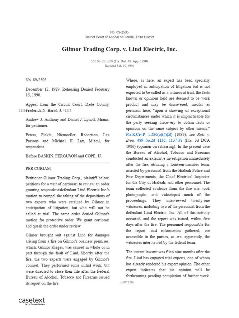 Gilmor Trading Corp. v. Lind Electric, Inc | PDF | Lawsuit | Justice