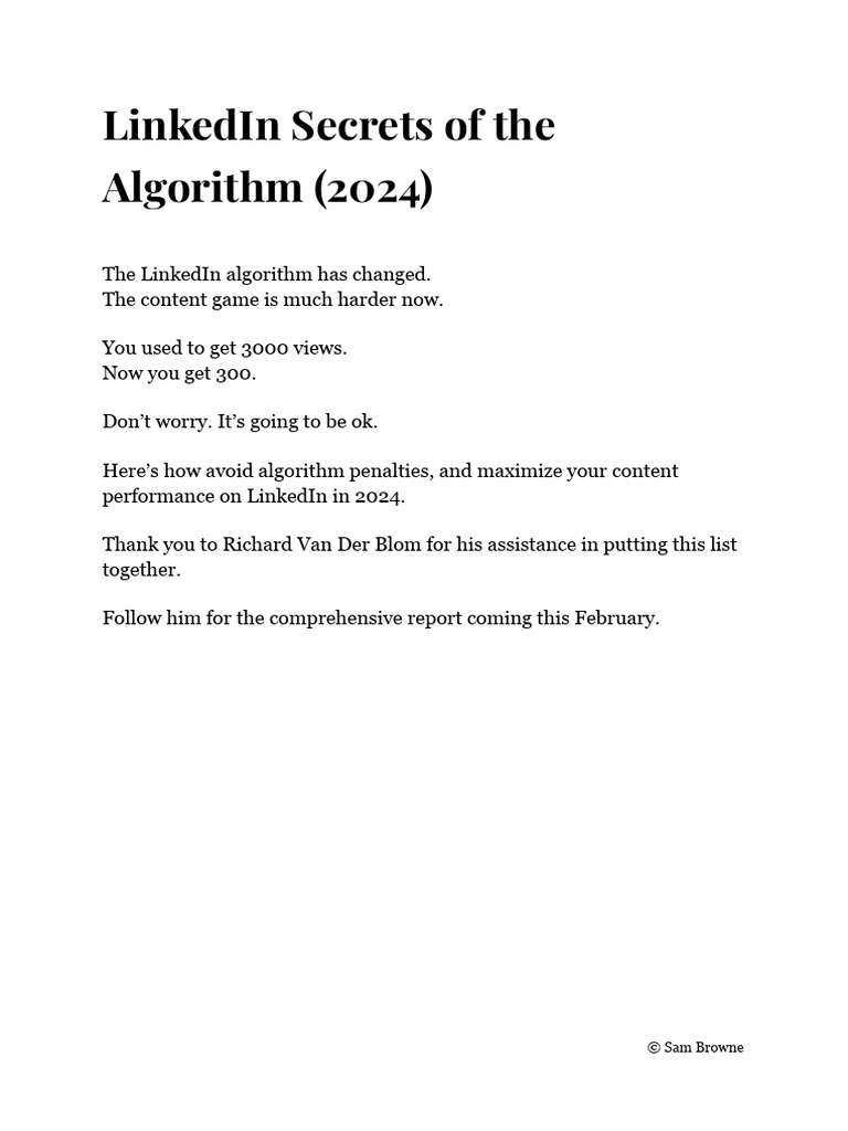 PDF - LinkedIn Secrets of the Algorithm ? Jan 2024 | PDF | Linked In ...