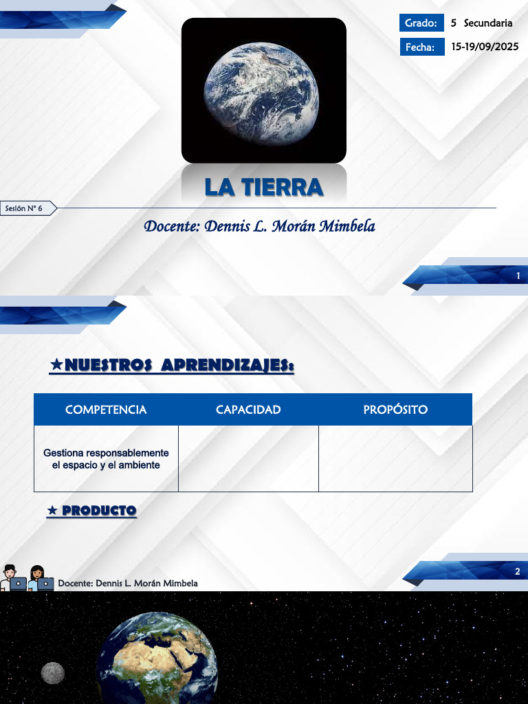 U6_PROF. DENNIS_SEMANA 02_HGE 5TO AÑO_LA TIERRA | PDF | Tierra | Astronomía