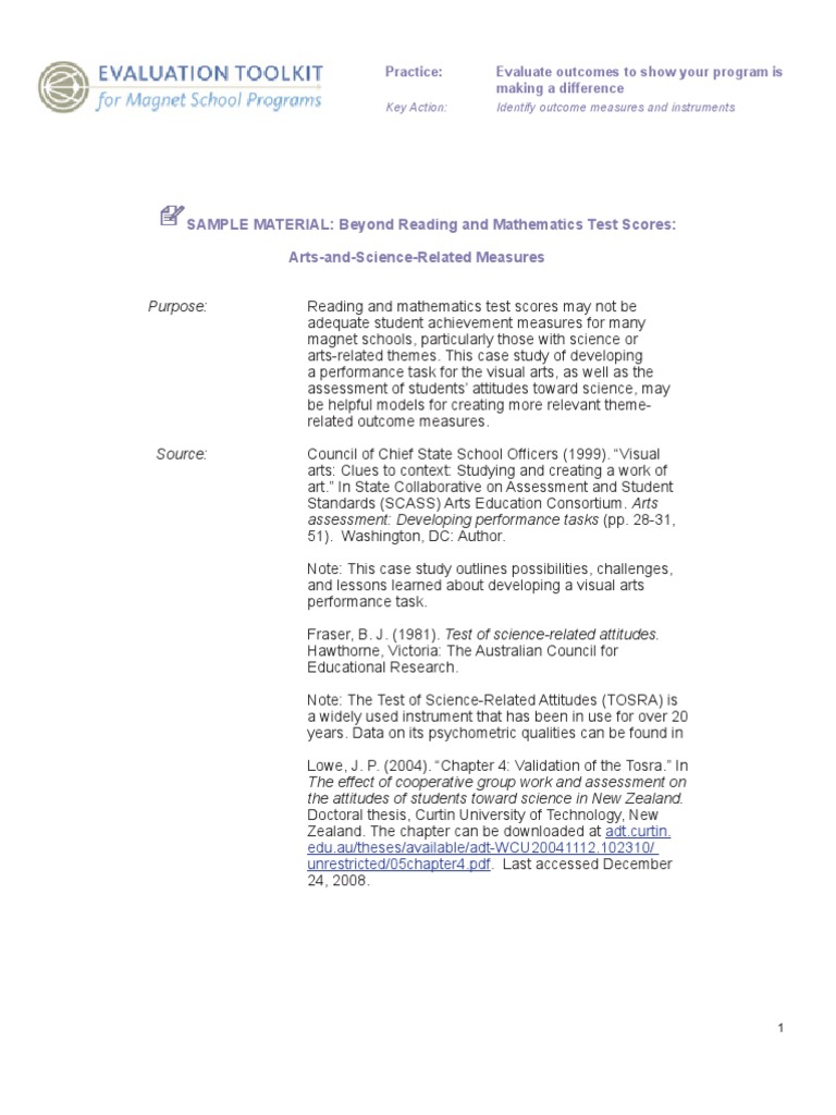 Beyond Reading and Mathematics Test Scores: Arts - and Science-Related ...