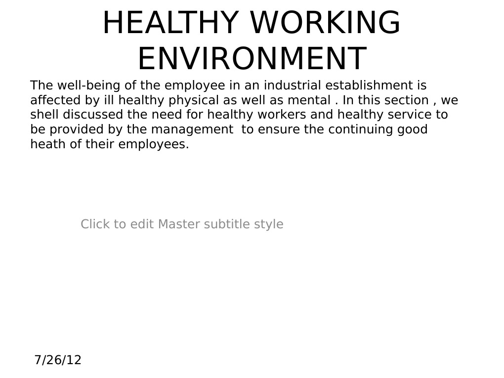 Healthy Working Environment | PDF
