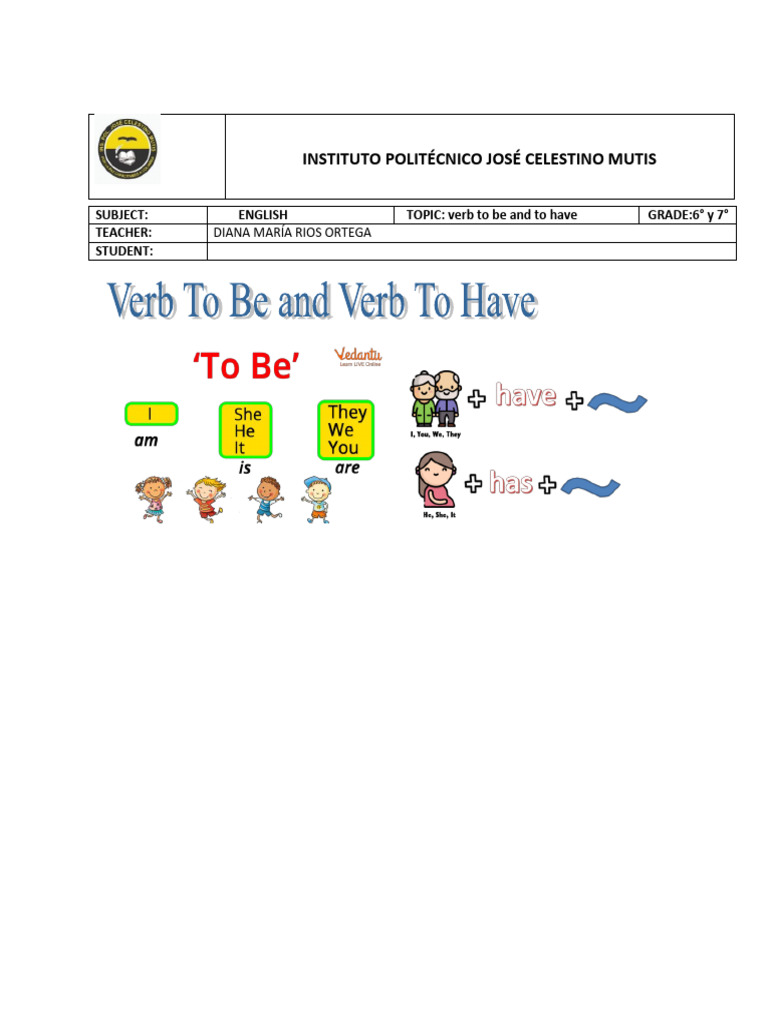 Verbo to Be and to Have Ciclo 3 | PDF