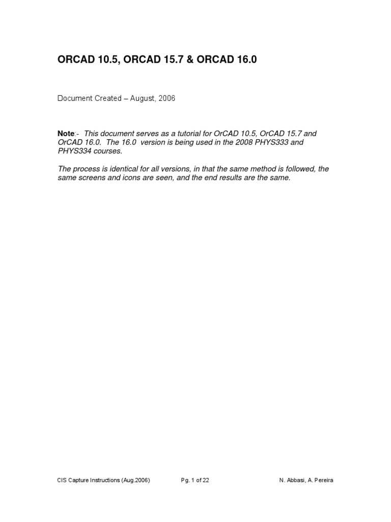 Pspice Orcad Tutorial | PDF | Electronics | Digital Technology