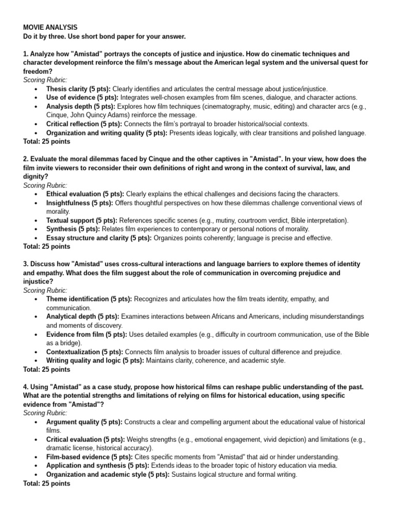 Movie Analysis Amistad | PDF | Critical Thinking