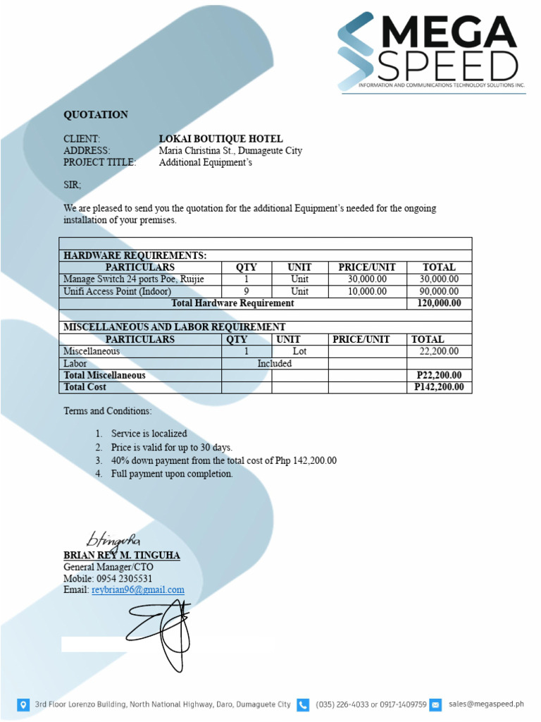 Quotation - Lokai Additional | PDF