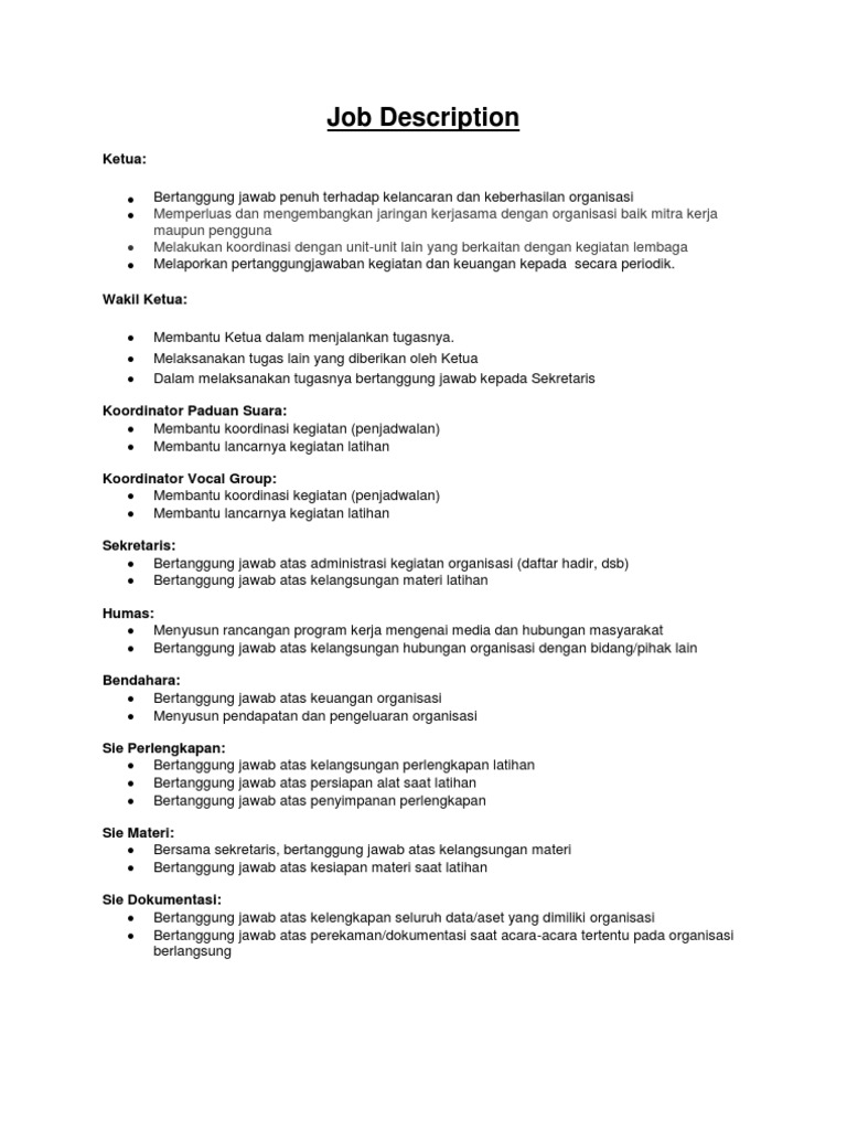 Contoh Job Description | PDF