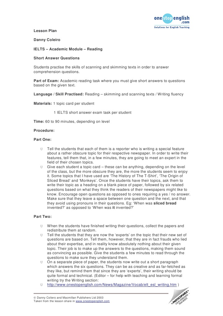 Lesson Plan Reading (IELTS) | PDF