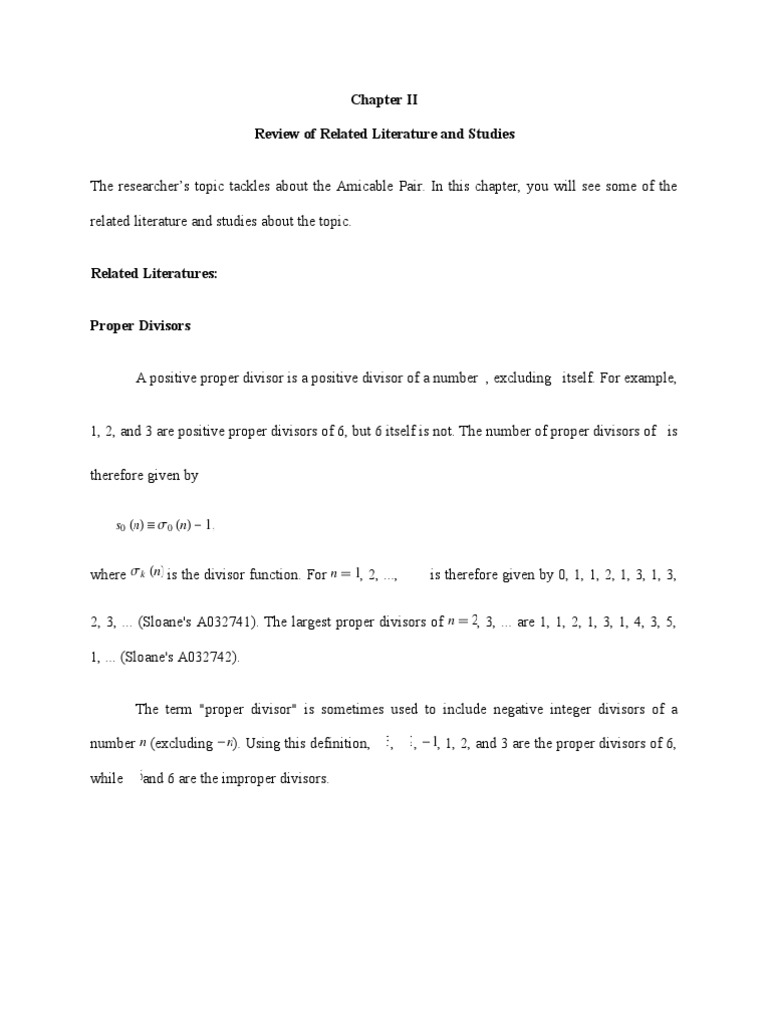 Amicable Pair Chapter Ii March 2012 Pdf Numbers Number Theory 