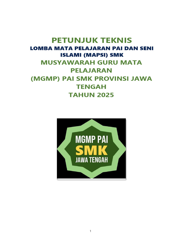 Juknis Mapsi SMK Provinsi Jawa Tengah Tahun 2025 Update | PDF