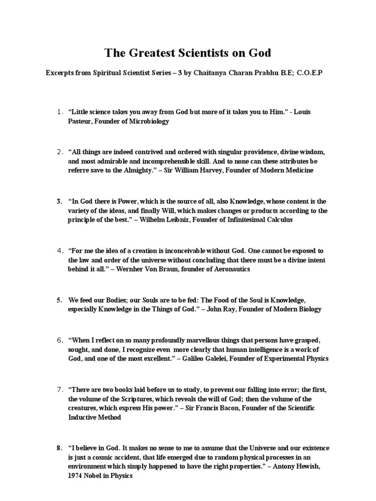The Greatest Scientists On God | PDF | Scientist | Science