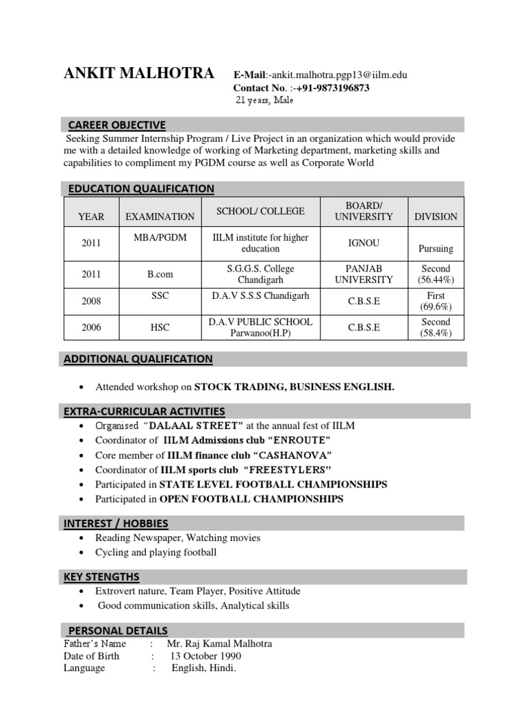 Ankit Malhotra Resume | PDF