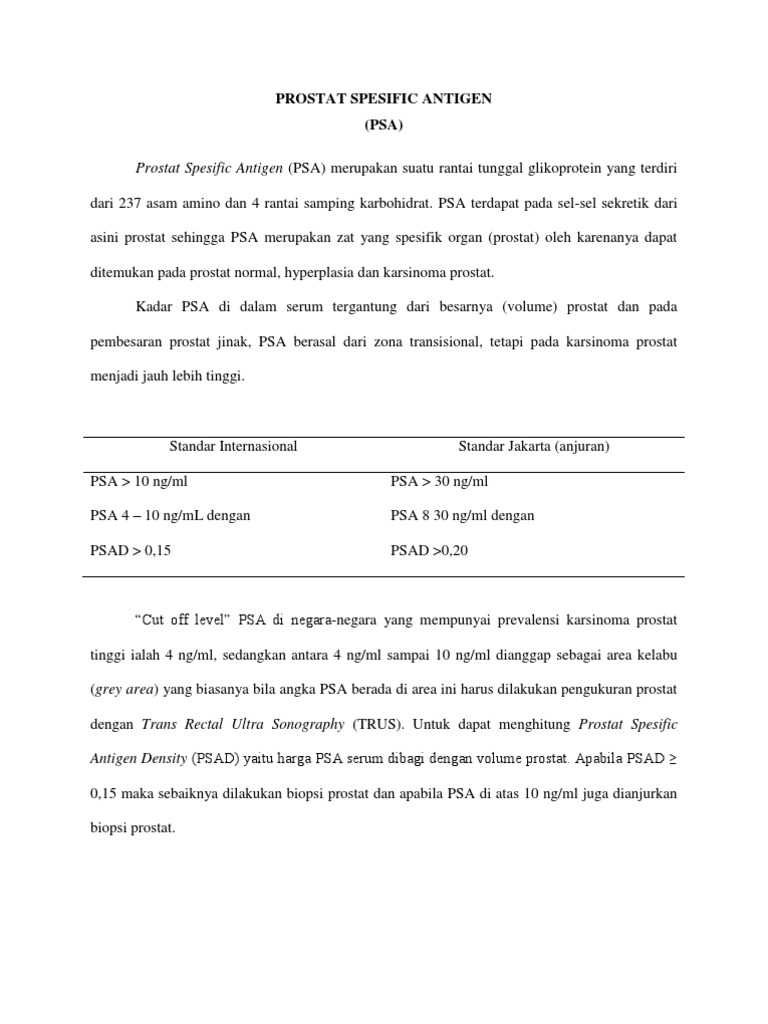 Kadar PSA dan Indikasi Biopsi Prostat | PDF