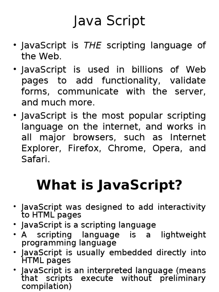 Java Script Class 1 Pdf Java Script Java Programming Language 