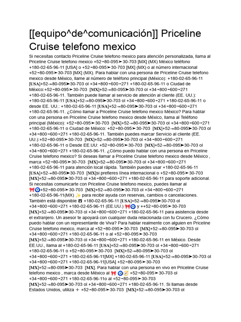 [equipo^de^comunicación]] Priceline Cruise telefono mexico | PDF ...