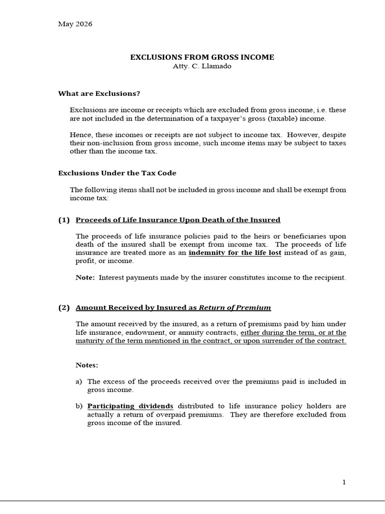 Gross Income (Handouts) | PDF | Gross Income | Life Insurance