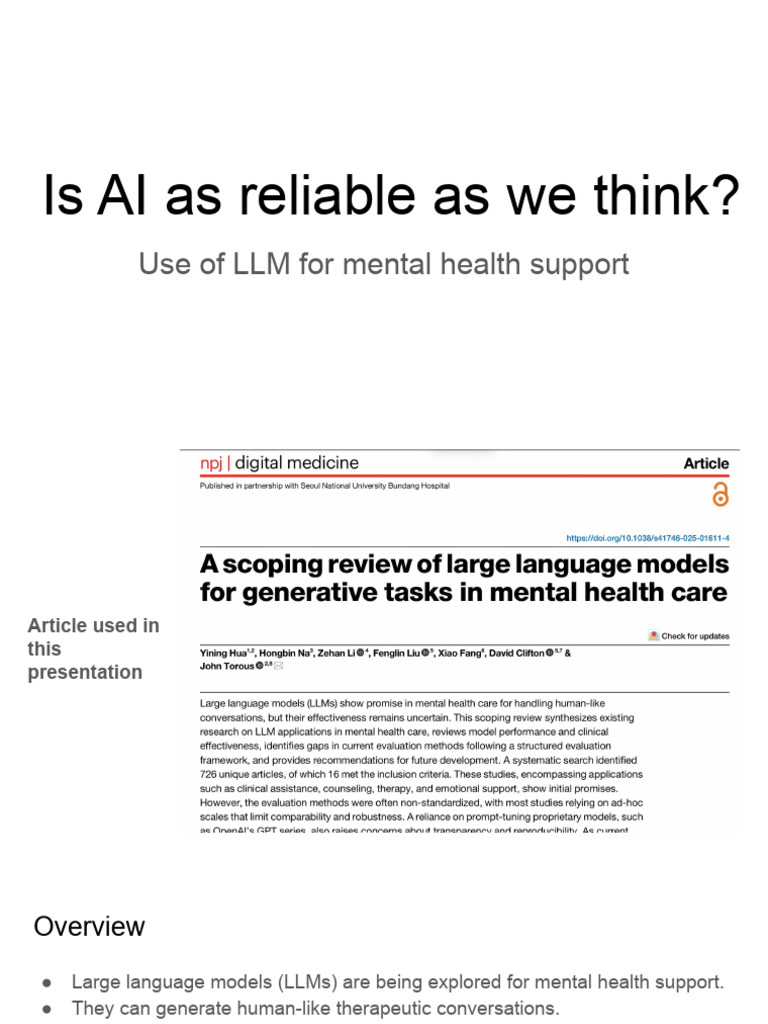 Ai and Mental Health | PDF | Mental Health | Psychotherapy