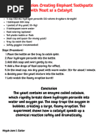 Elephant Toothpaste Experiment Guide | PDF | Hydrogen Peroxide | Chemistry