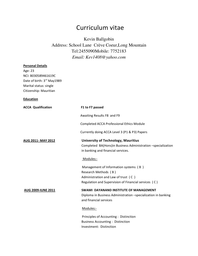 Kevin Balgobin CV | PDF