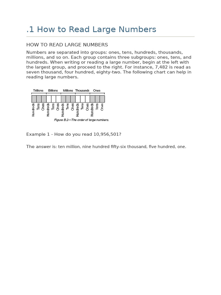 1 How to Read Large Numbers | PDF