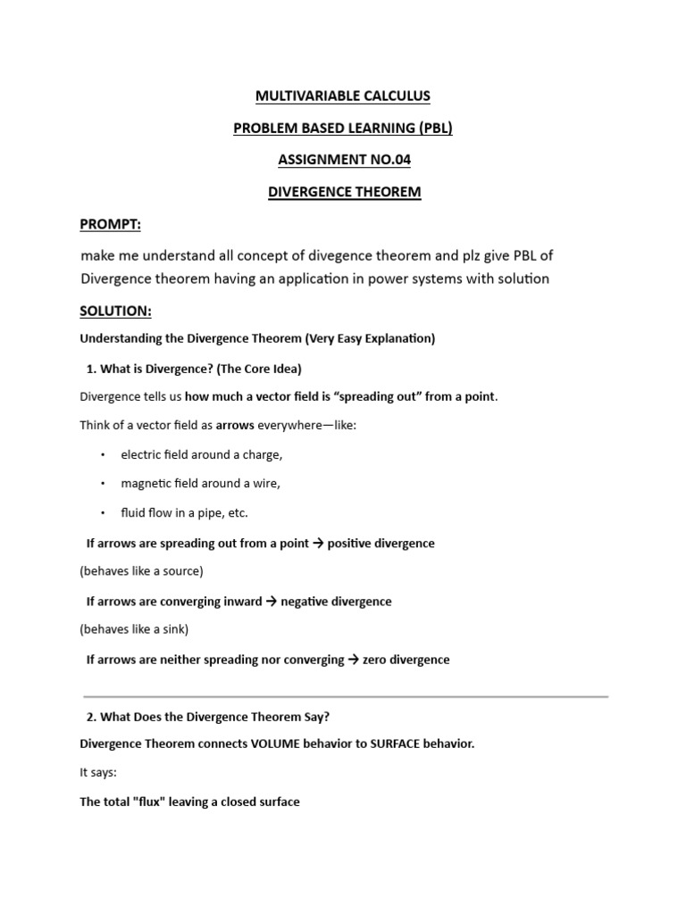 Multivariable Calculus (24k-6063) Divergence Theorem (Pbl) | PDF ...