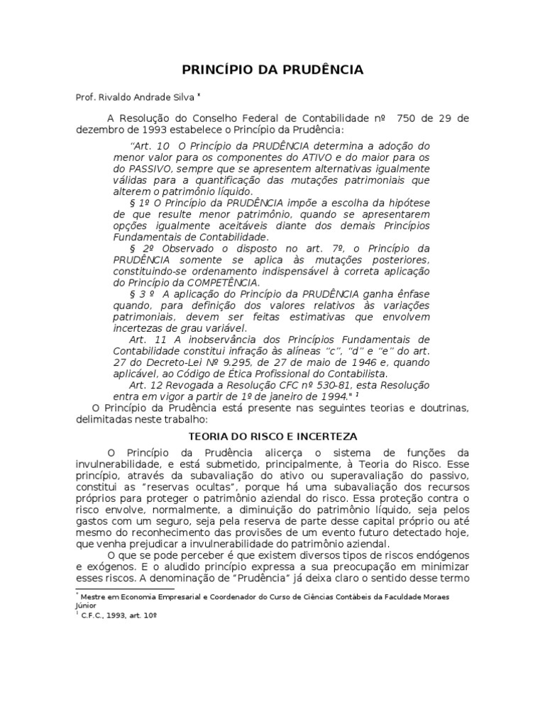 Principio Prudencia | PDF | Princípios contábeis geralmente aceitos ...