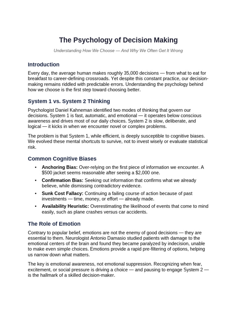 Psychology of Decision Making | PDF | Heuristic | Decision Making