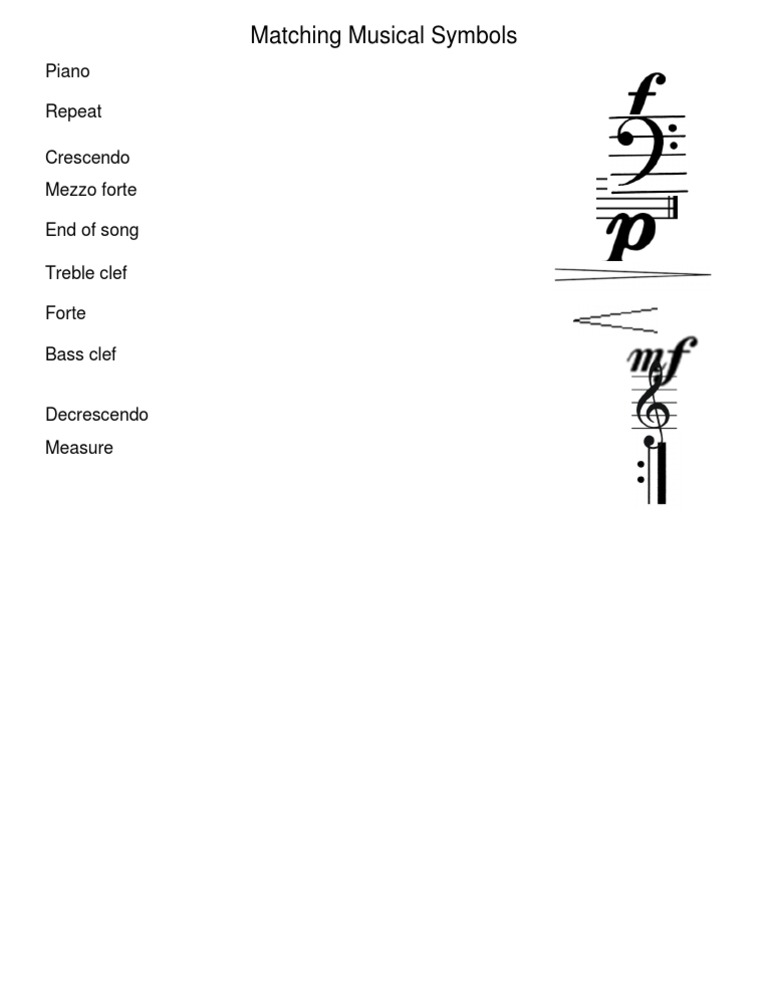 Musical Symbols Matching Guide | PDF