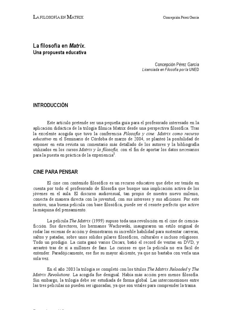 Filosofia Matrix | PDF | René Descartes | Metafísica