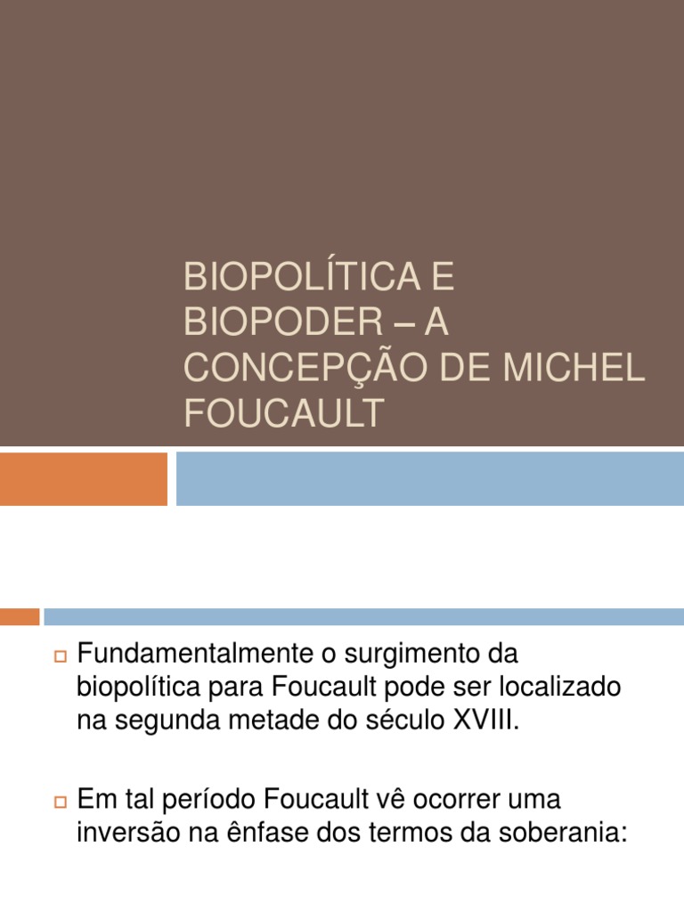 Biopolítica e Biopoder - A Concepção de Michel | PDF | Michel Foucault ...