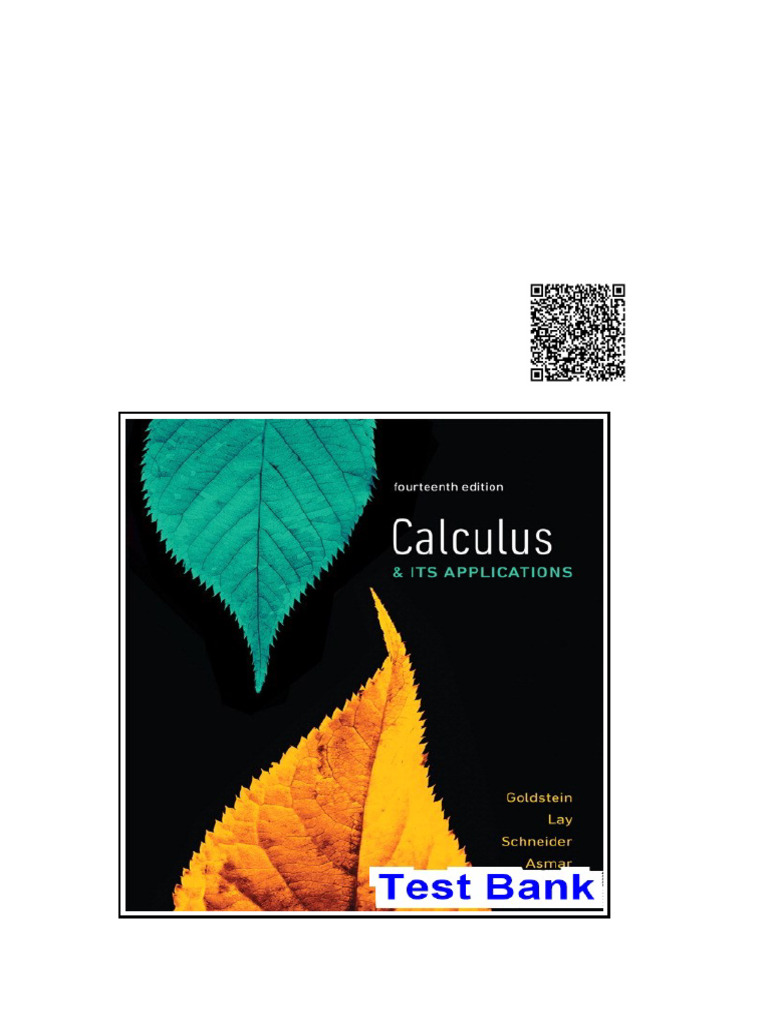 Calculus and Its Applications 14th Edition Goldstein Test Bank | PDF