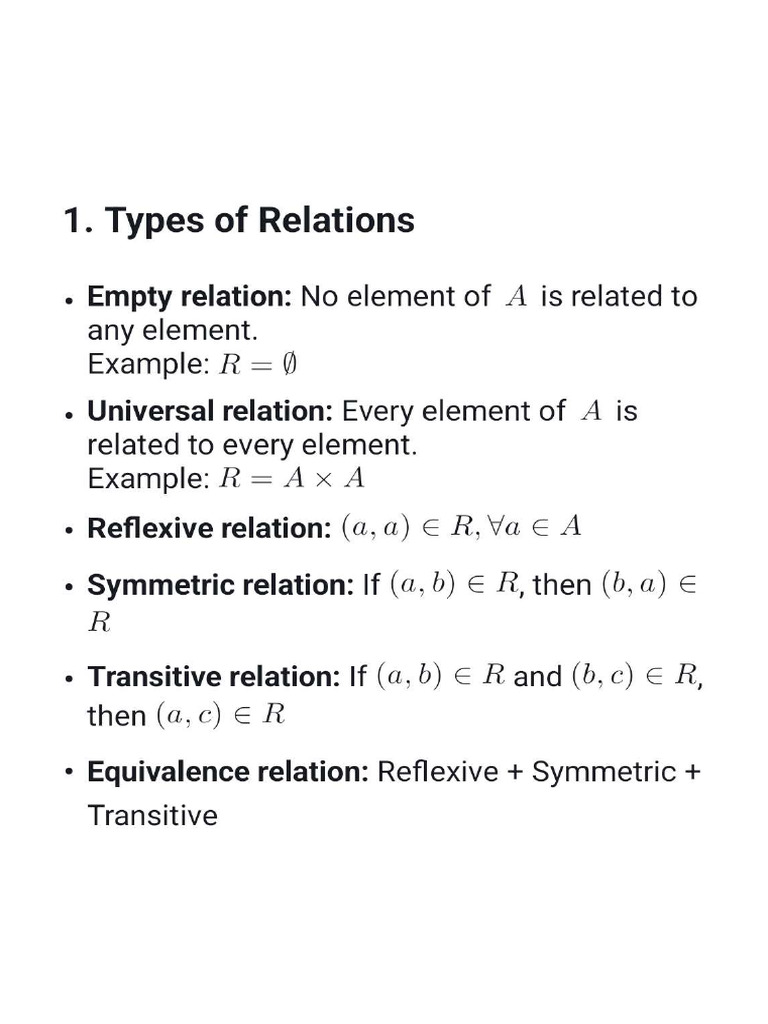 Short Notes Chapter 1 Relation and Functions | PDF