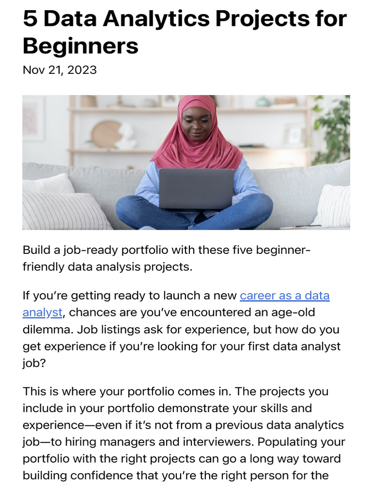 5 Data Analytics Projects for Beginners | Coursera | PDF | Data ...