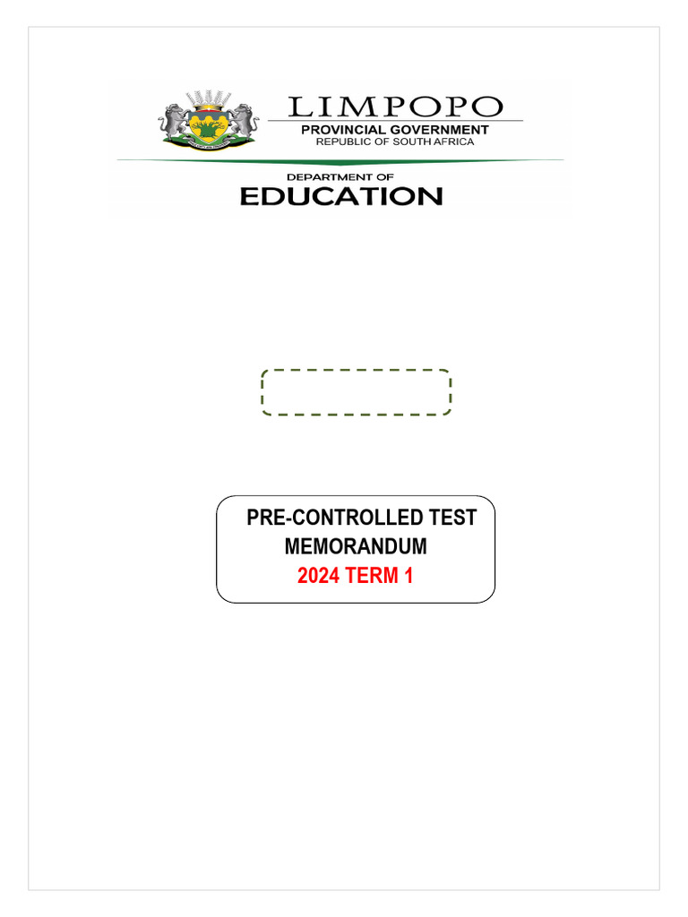 2024 Grade 10 Term 1 Pre-Controlled Test Memo | PDF | Waves | Sound