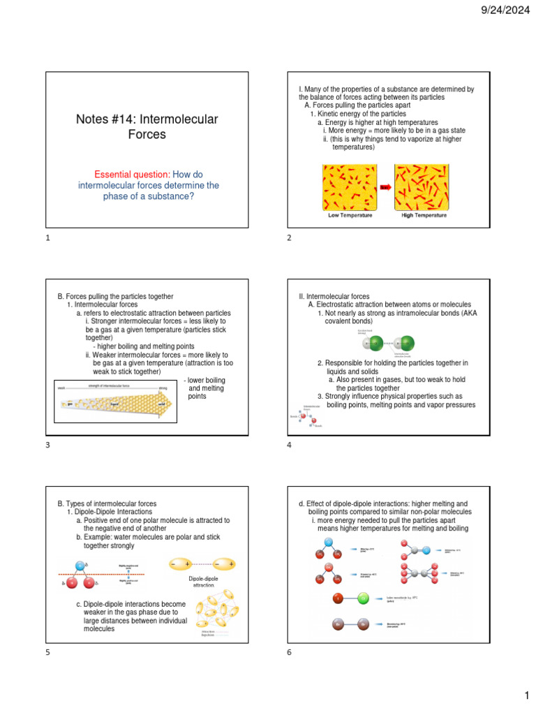 Notes 14 - Intermolecular Forces | PDF | Intermolecular Force ...