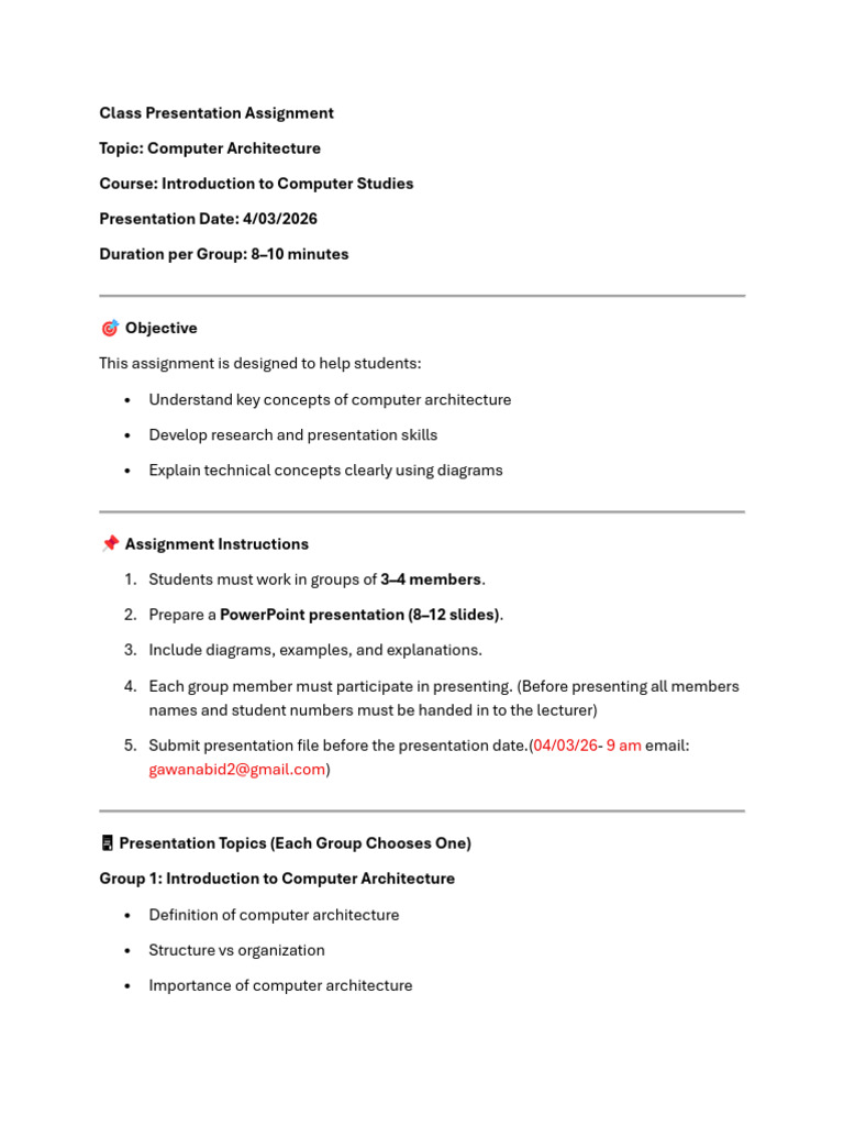 Class Presentation Assignment 1 | PDF