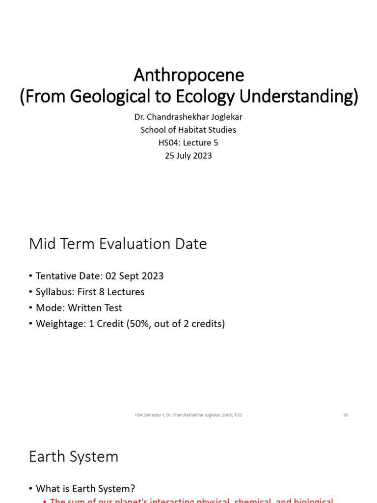 Anthropocene (From Geological To Ecology Understanding) | PDF | Food ...
