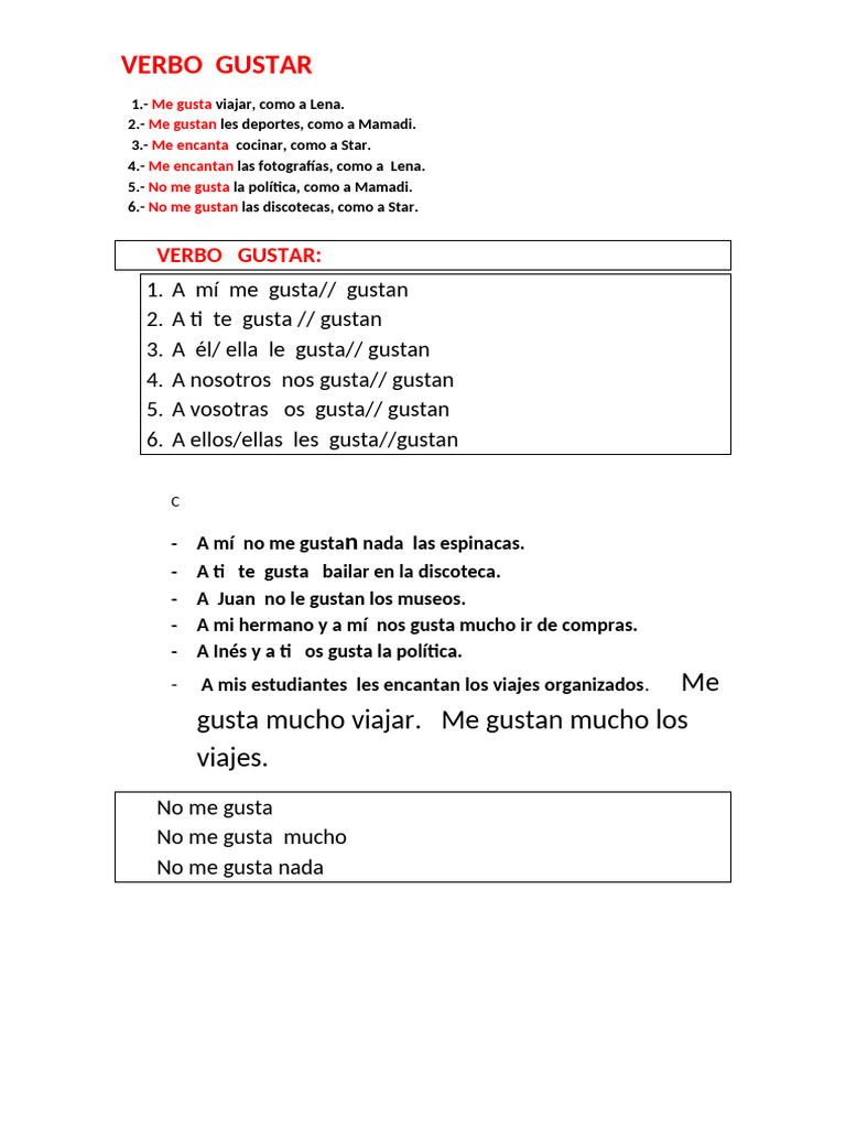 Verbo Gustar | PDF