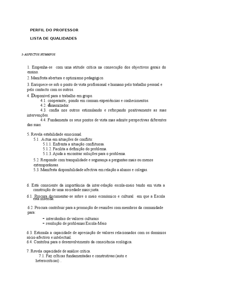 Perfil de Professor | PDF | Comunicação | Cognição