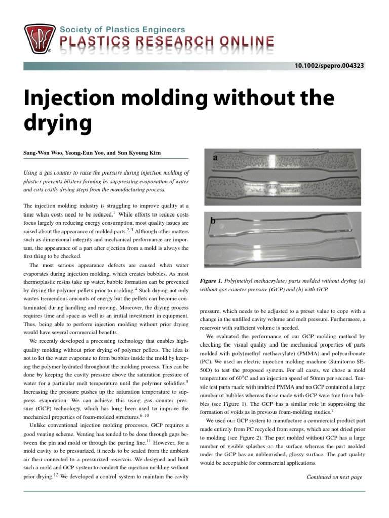 Injection Molding Without The Drying | PDF | Poly(Methyl Methacrylate ...