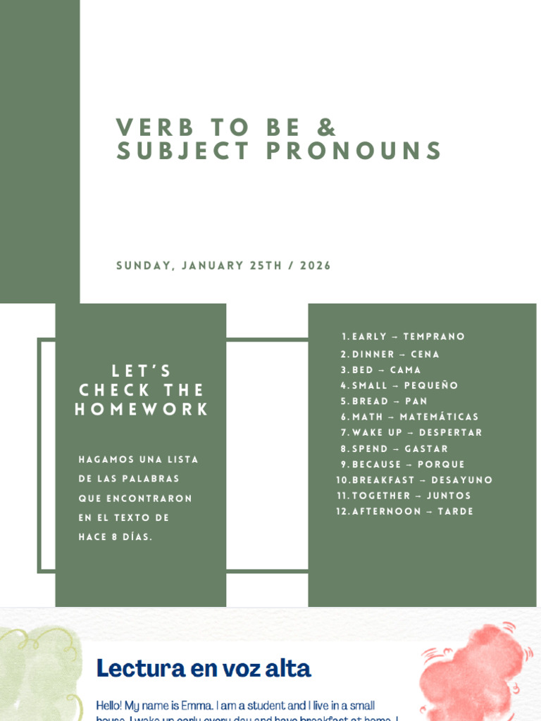 Subject Pronouns & Verb To Be | PDF | Tipología Lingüística | Sintaxis